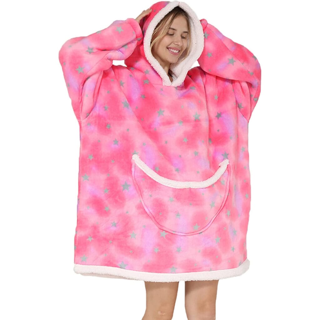 Pijama De Mujer Buzo Con Capucha Manta Corderito Oversize Rosa ...